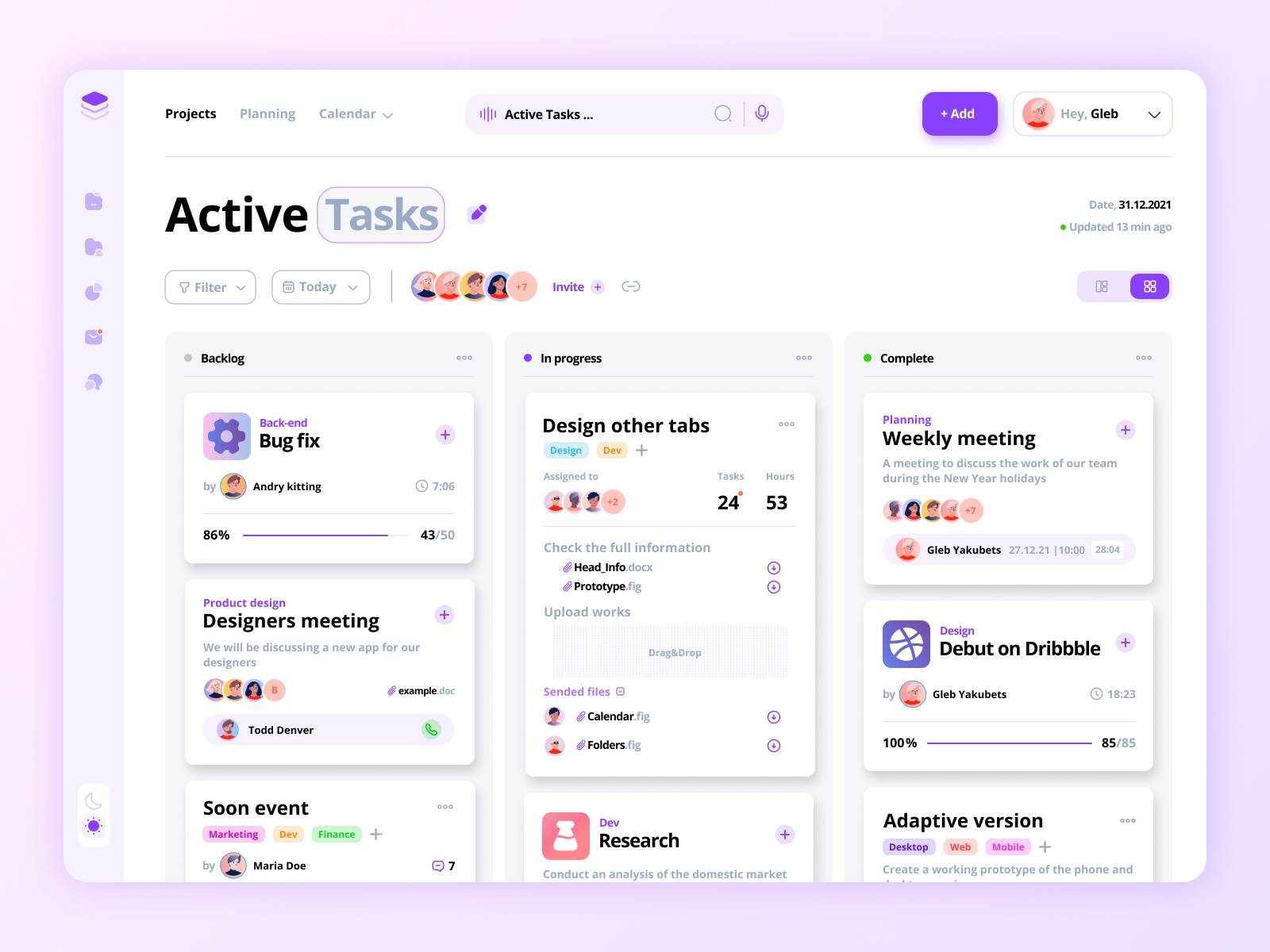 Task manager by Gleb on Dribbble