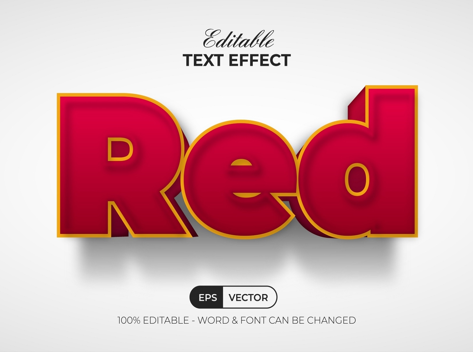 3D text effect red style for illustrator by Mockmenot on Dribbble