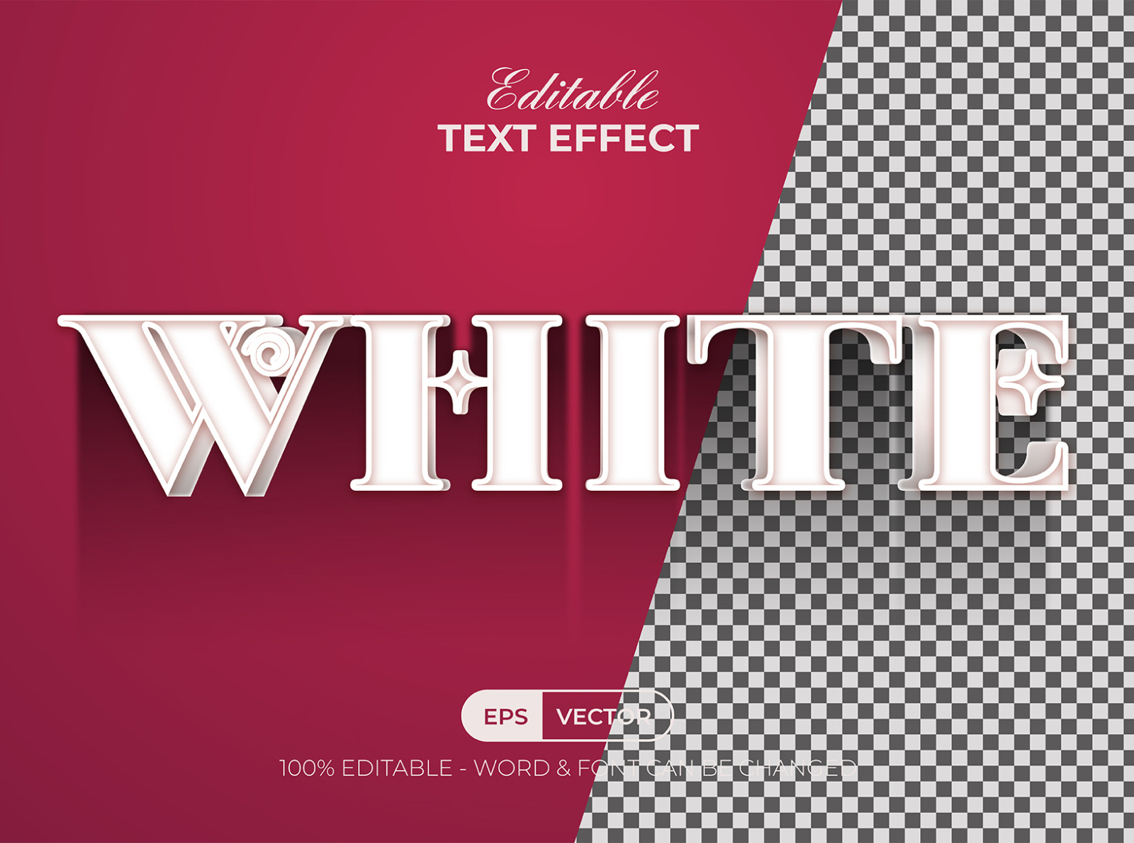 3D White Text Effect Long Shadow Style. Editable Text Effect by ... 3D White Text Effect Long Shadow Style. Editable Text Effect by ...