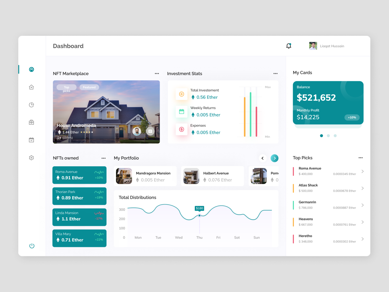 Dashboard Design - NFT Market place by Javed Iqbal on Dribbble