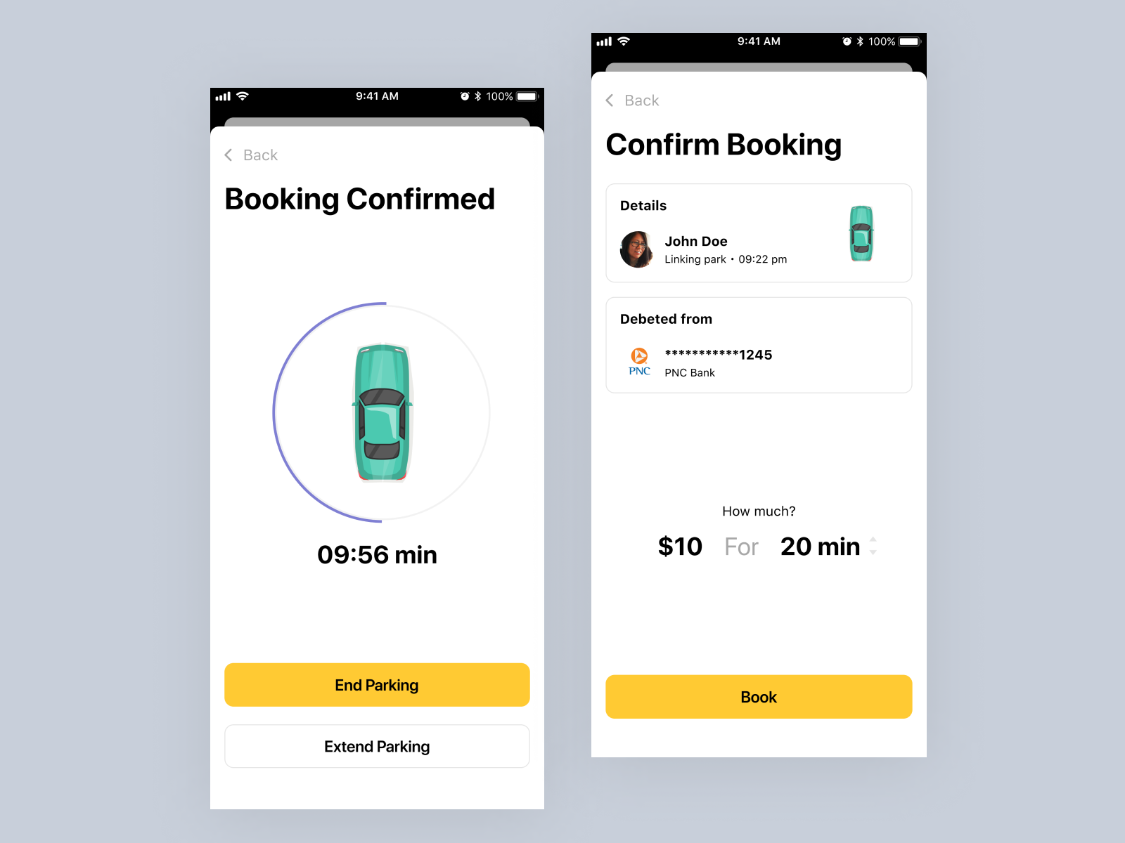 Car parking app design - Booking confirmation page by Sanket on Dribbble