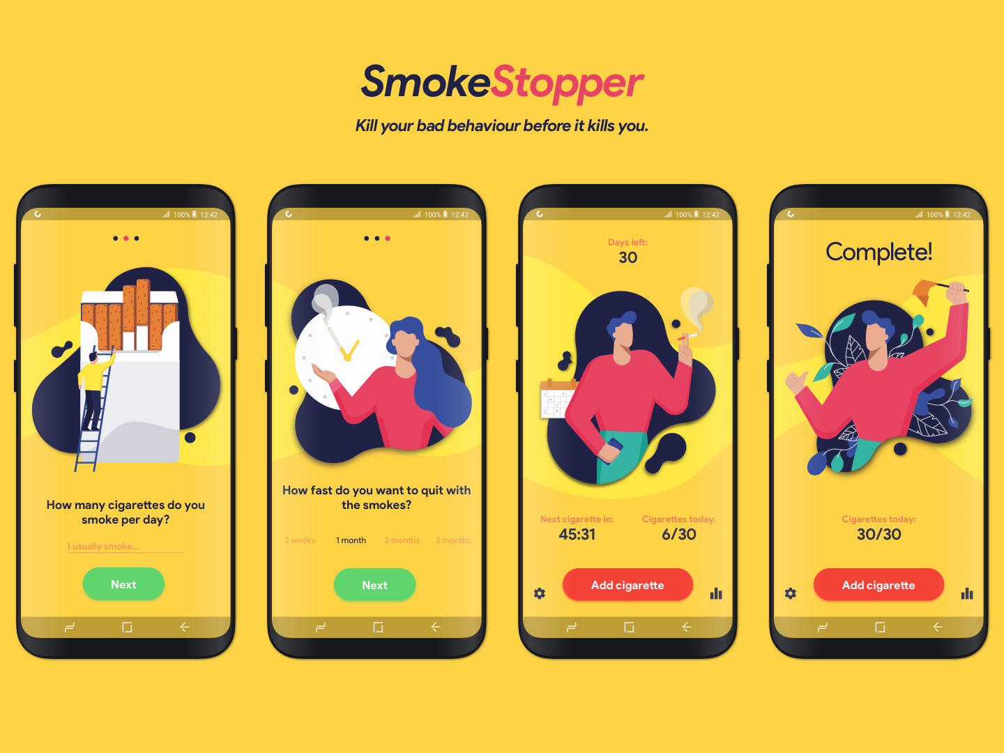 Smoke Stopper App UI by Bohdan Zhukov on Dribbble