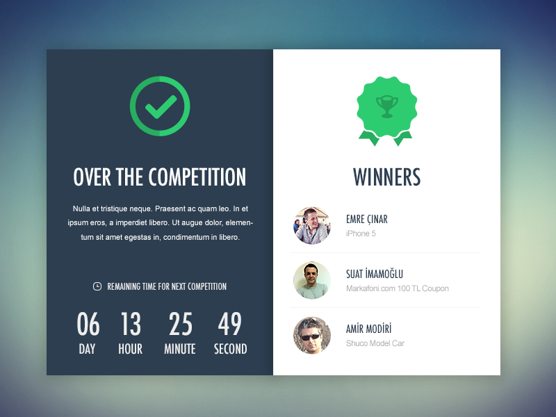 Winners List UI by Emre Cinar on Dribbble