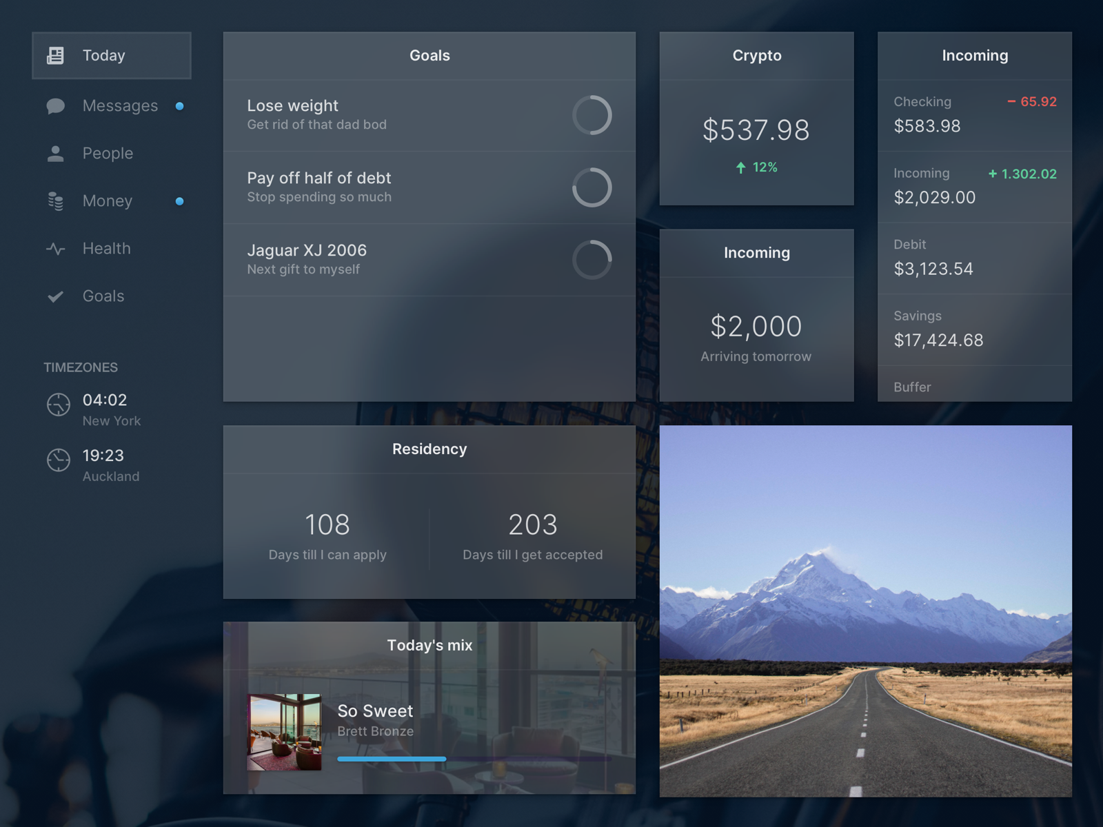 Another personal dashboard by Jonno Riekwel for interfacing_ on Dribbble