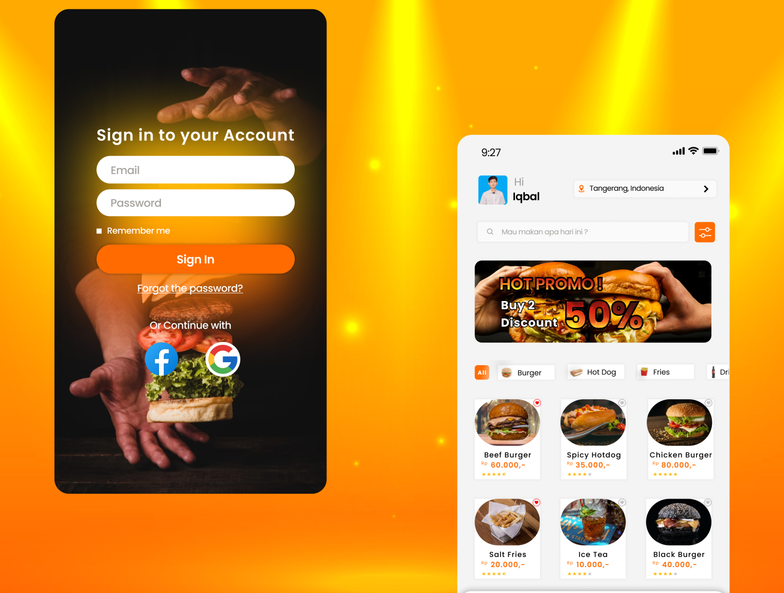 Sign in - home screen fast food by Iqbal Alfarisi on Dribbble