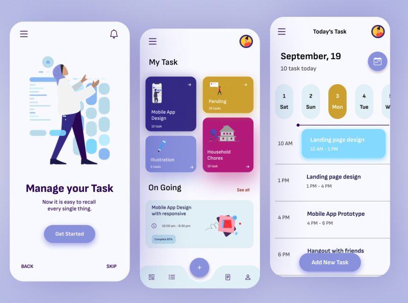 Manage your task (Mob app) by Maha Babar on Dribbble