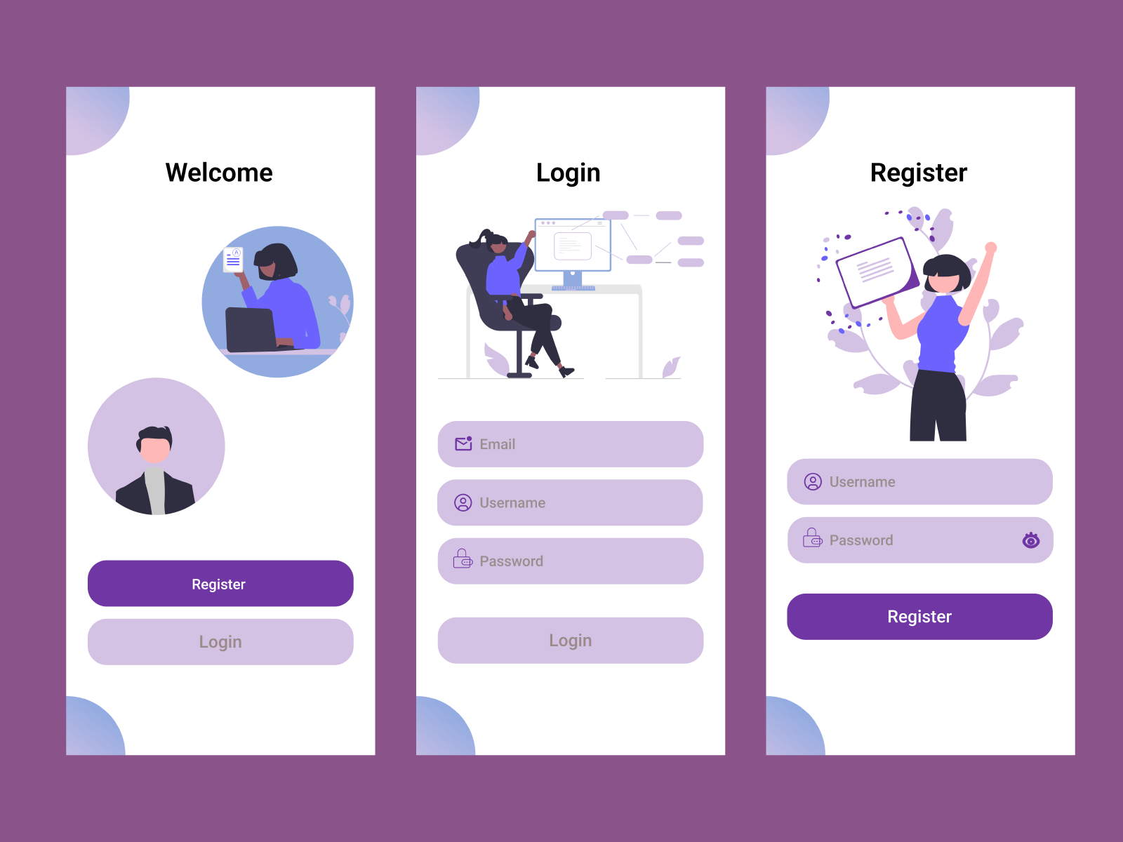Mobile App Welcome & Login page by Misba Tanim on Dribbble