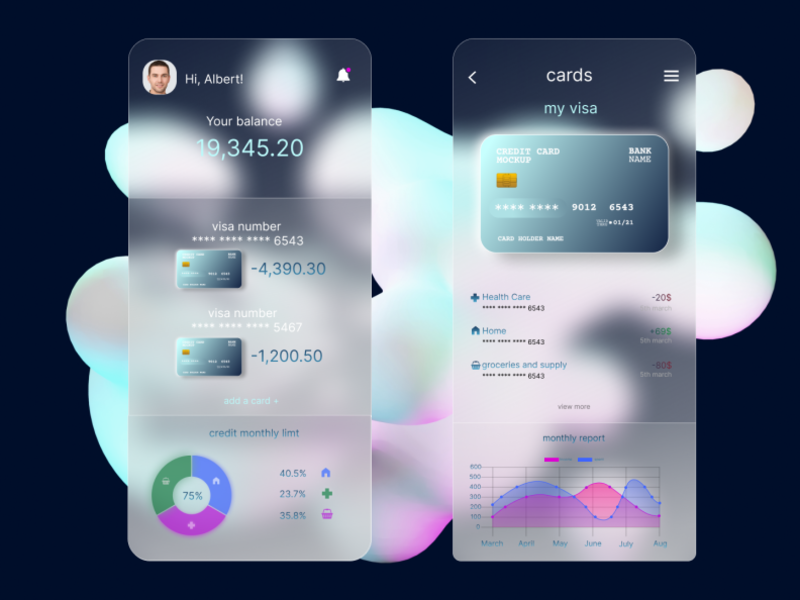 Bank app glassmorphism design by Koren gabizon on Dribbble