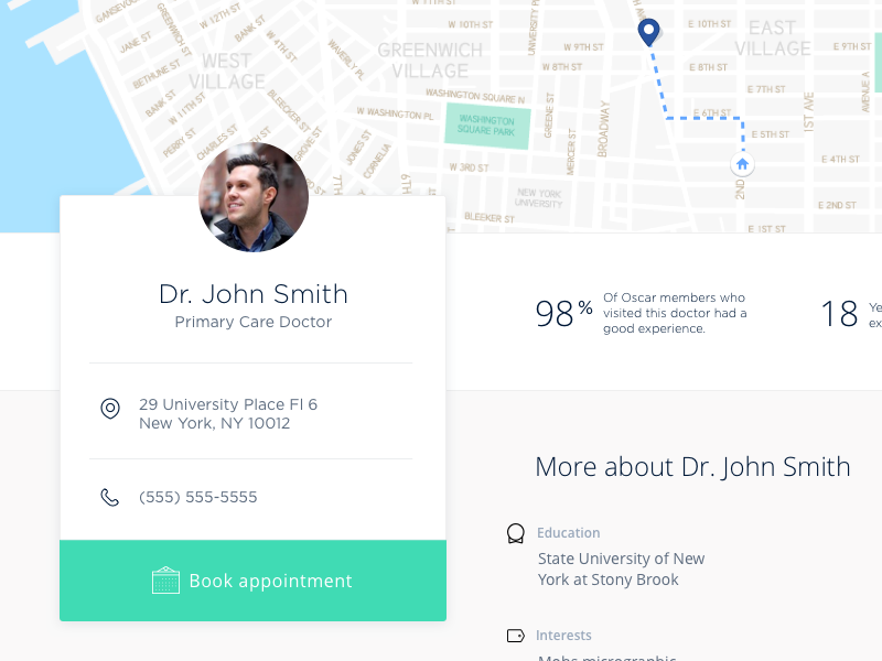 Doctor Profile Exploration by Josh Long for Oscar Health on Dribbble