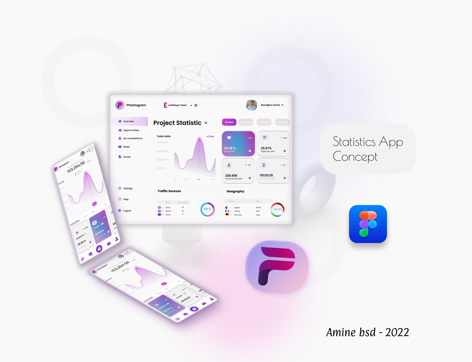 Statistics Web application by Amine Bousdjira on Dribbble
