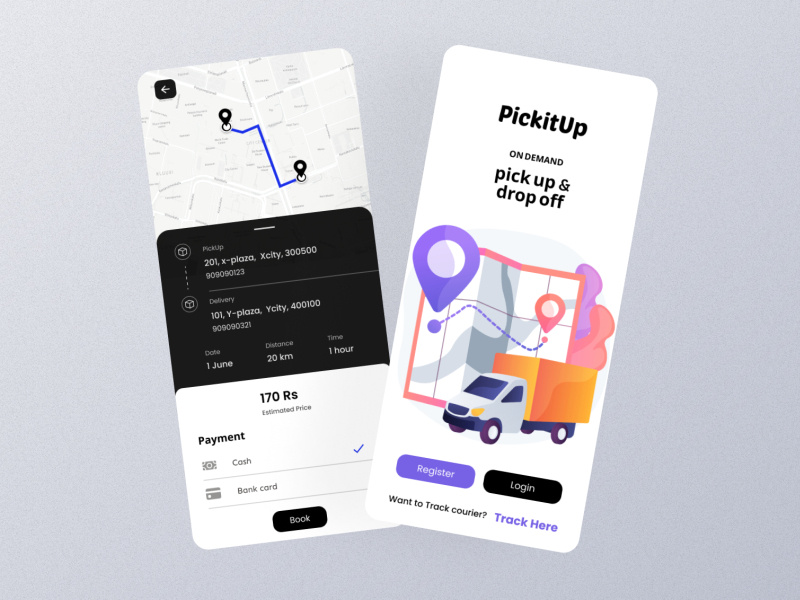 Courier App design : PickitUp - On demand pickup & dropoff by Kishan ...