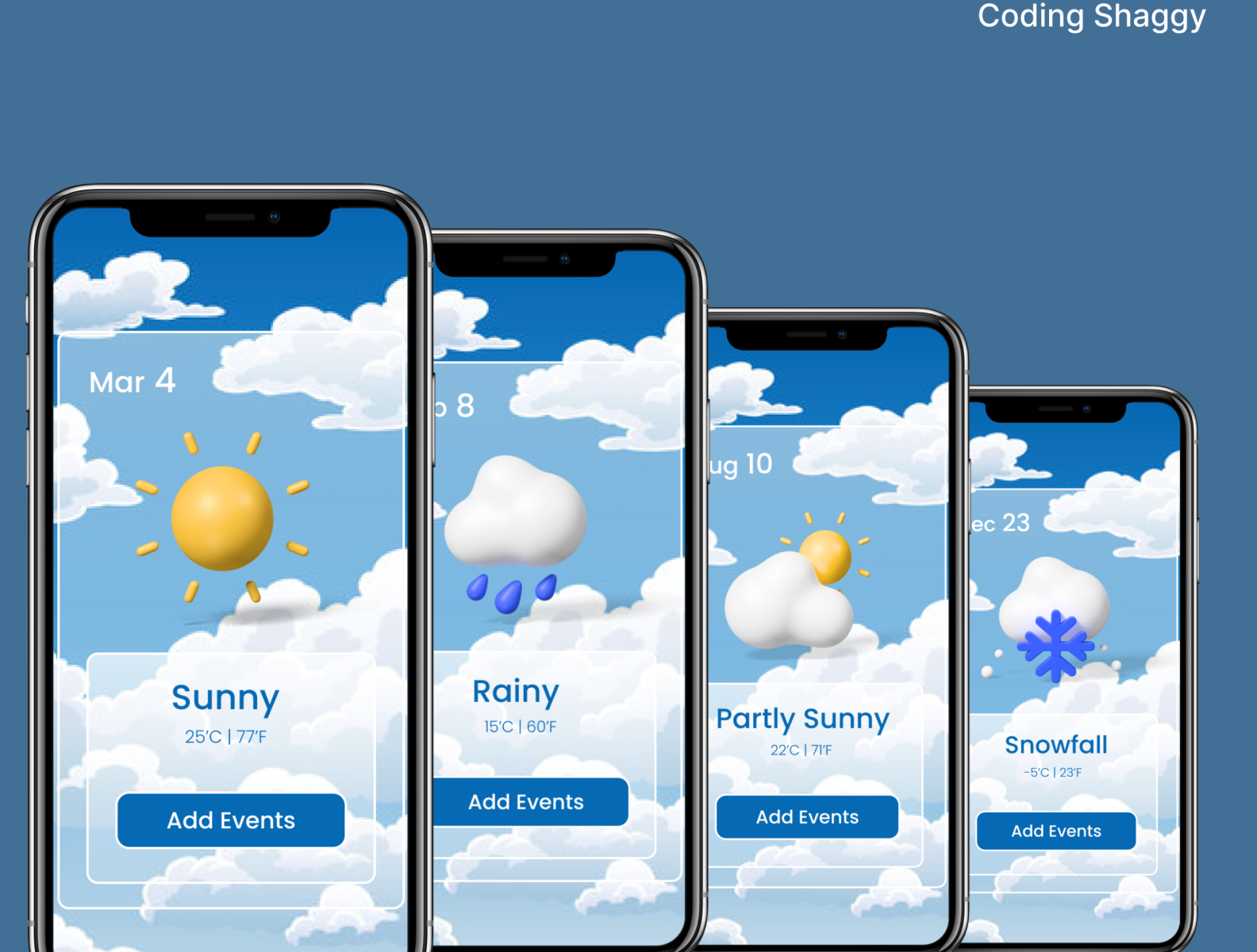Weather Update App UI by CodingShaggy on Dribbble