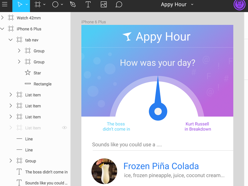 Figma Trial - Demo App 'Appy hour' by John Strott on Dribbble