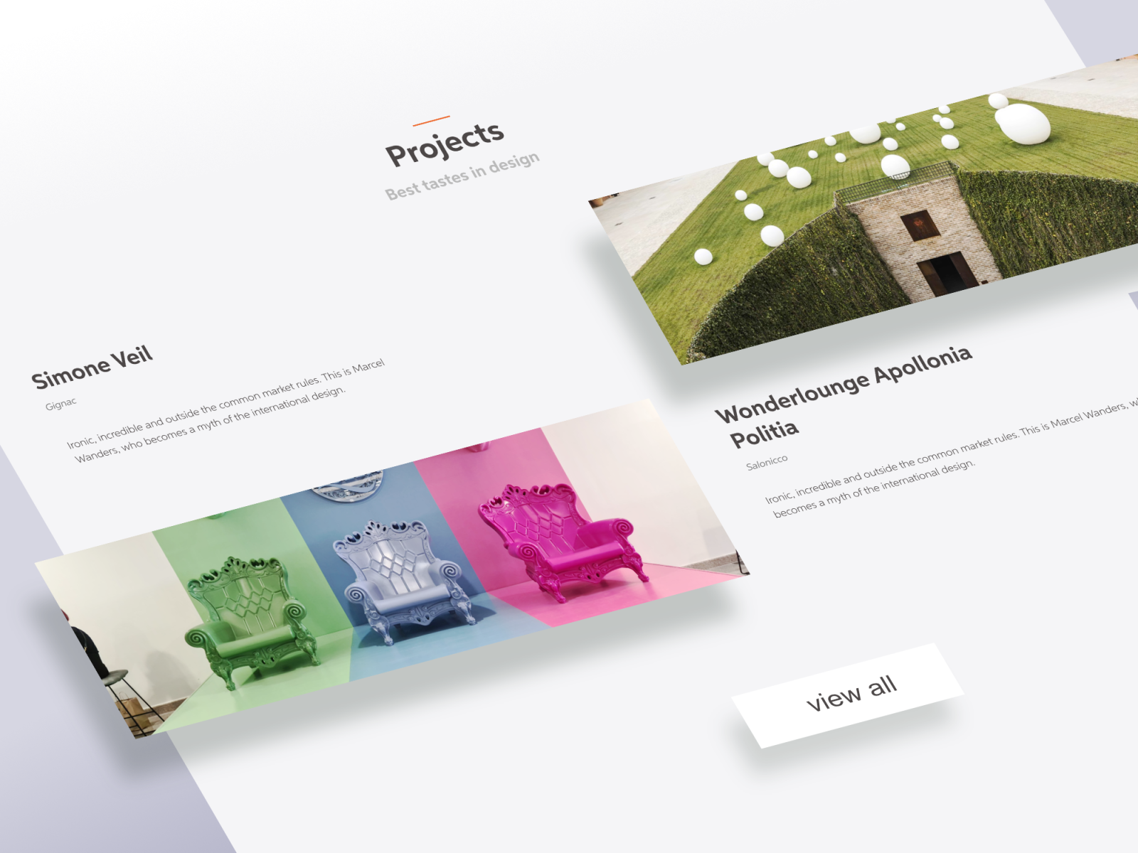 Slide furniture projects page design by Wish Work on Dribbble