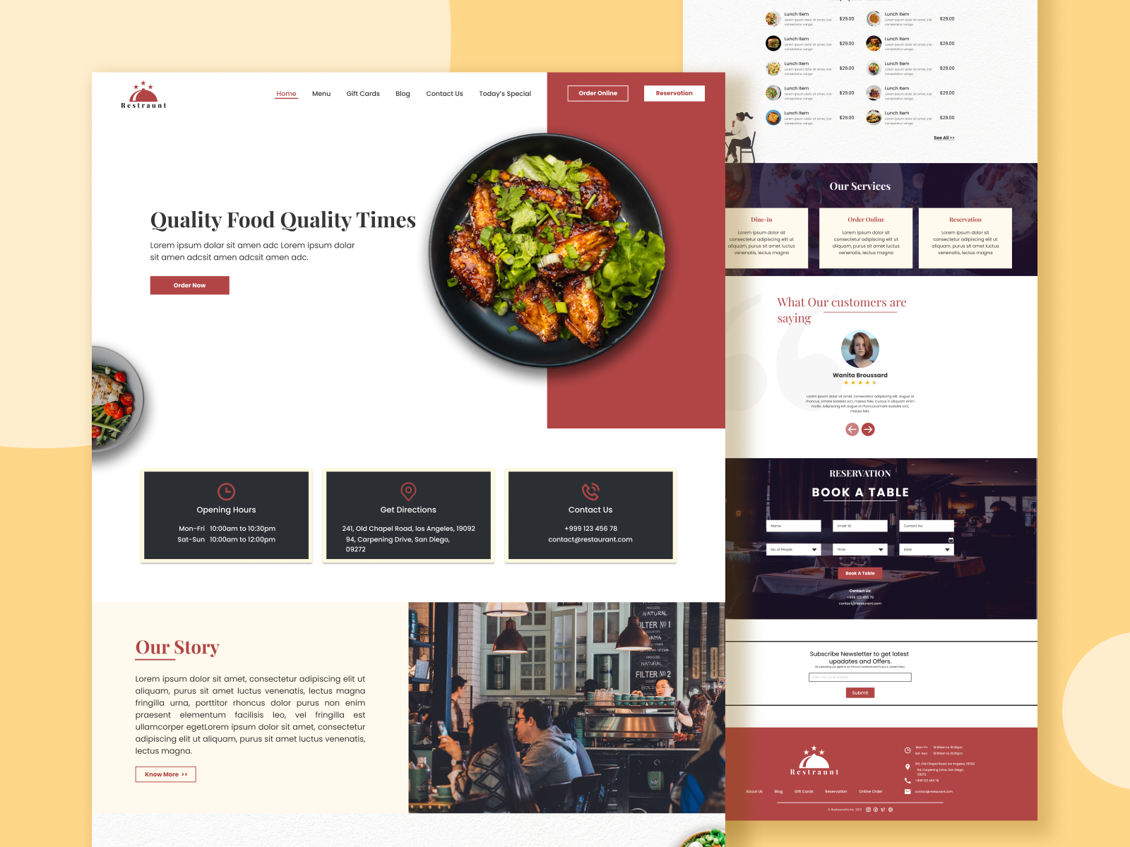 Restaurant Landing Page Web Design by Anuj P on Dribbble
