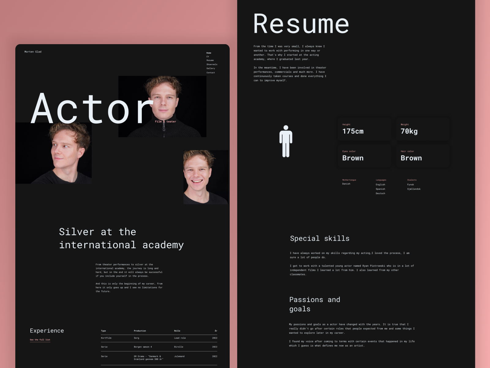 __ Actor portfolio website by Jean Loberg on Dribbble