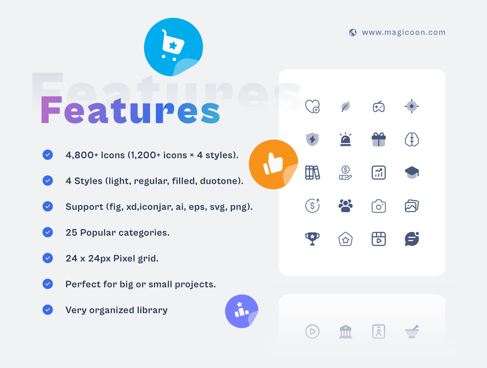 Features by magicoon on Dribbble