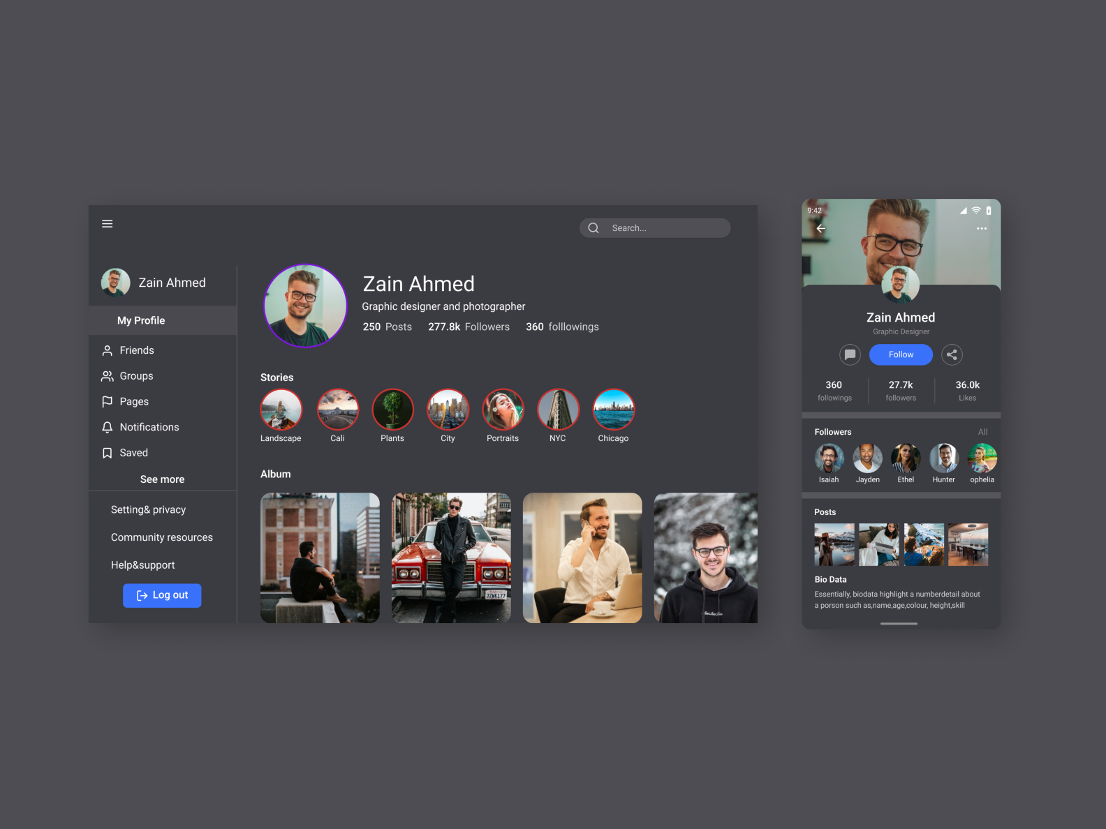 user profile by Muhammad Zeeshan on Dribbble
