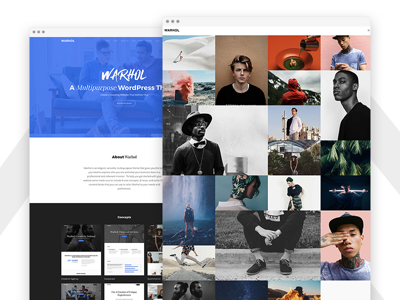 Warhol - Responsive Multipurpose WordPress Theme for Creatives by ThemeMountain on Dribbble