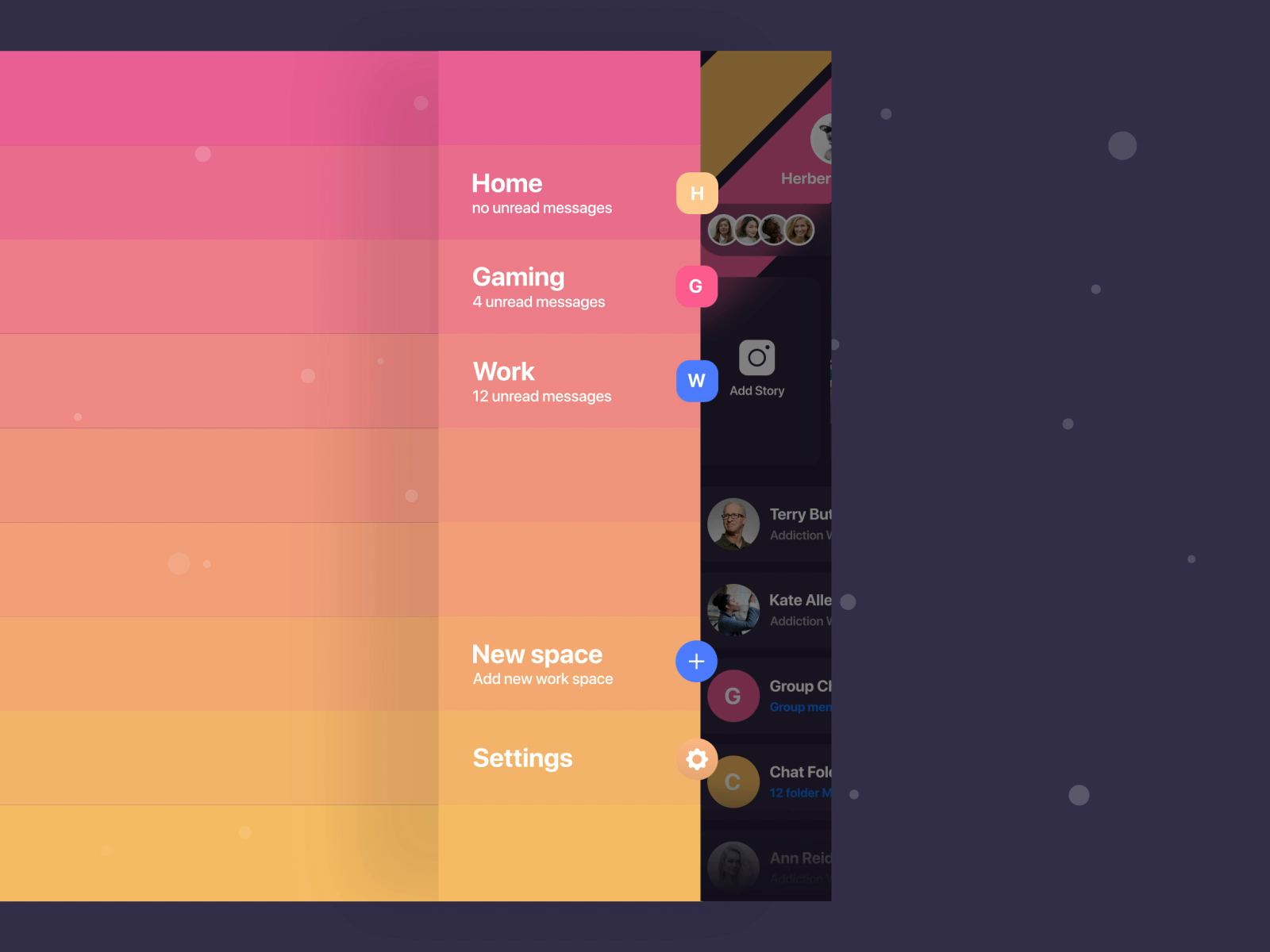 Spaces Sidebar mobile app design animation web design branding by ALEX ...