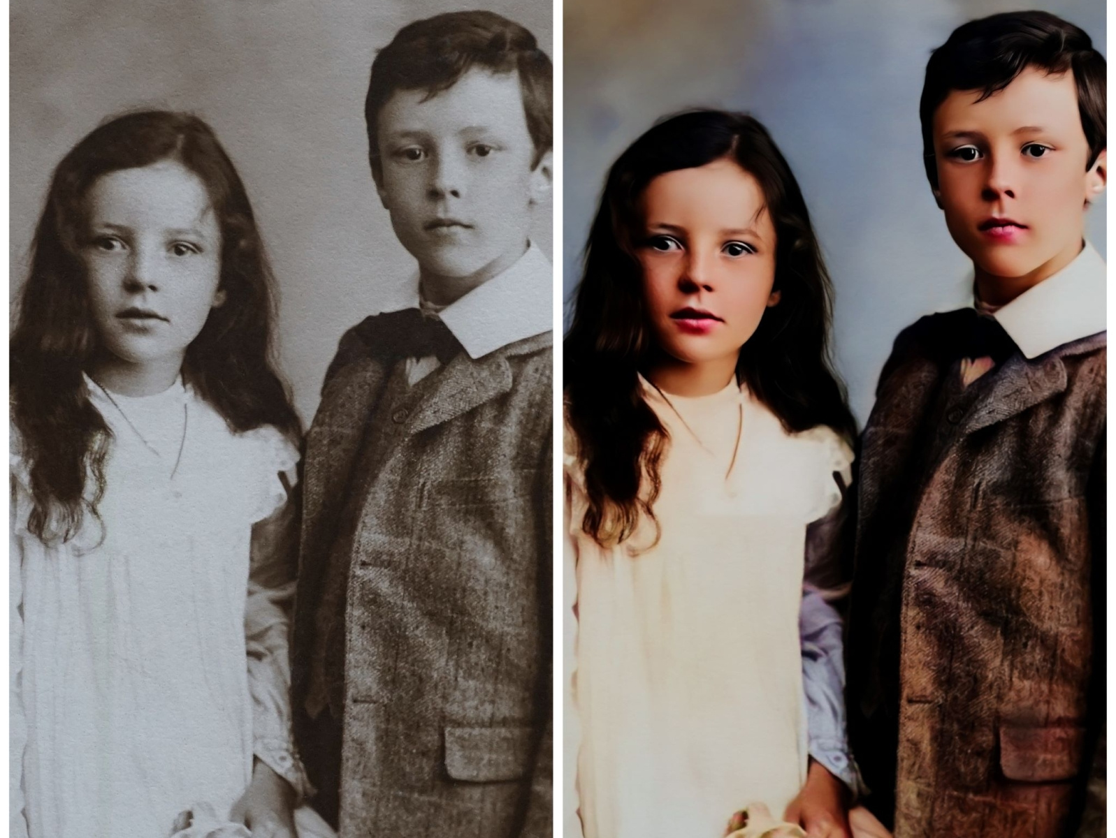 Photo Restoration Demo #3 "Two kids color restoration" by Ariel Guevara ...