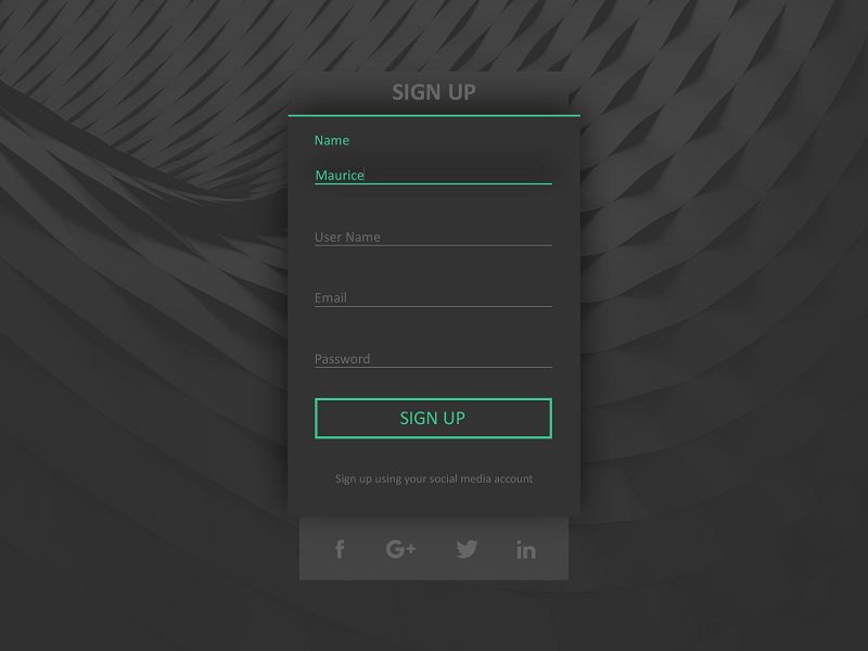 #001 #dailyui Sign Up Form by Aleksandar Čugurović on Dribbble