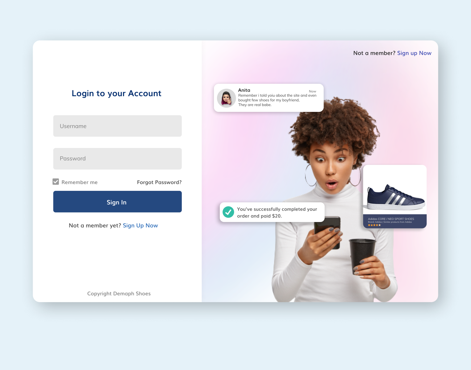 Login UI by CreativeBox on Dribbble