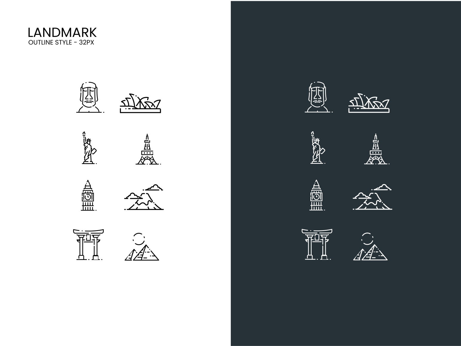 Landmark Icons Set by Irfan Hanif Arrasy on Dribbble