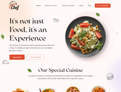 Chef | Restaurant Home Page Design by sagar vaghela on Dribbble