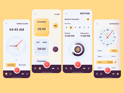 Clock App UI Design by Mohsin on Dribbble