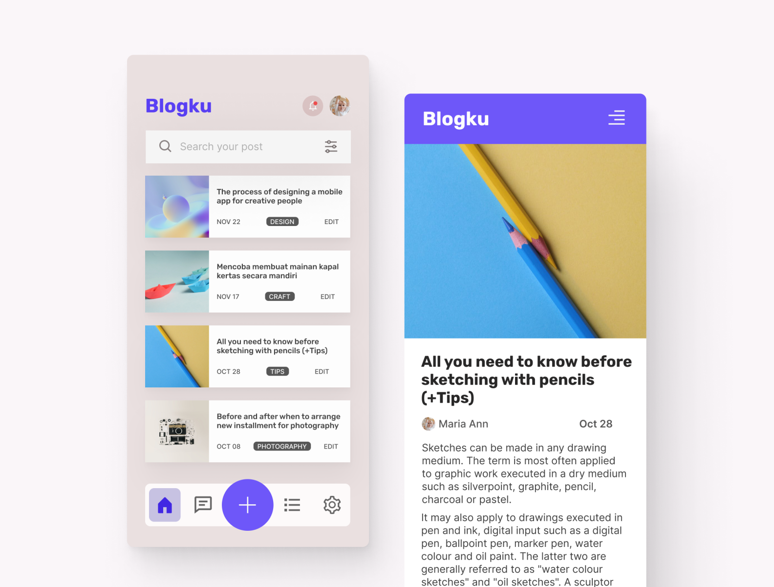 Mobile blog by Ryoka on Dribbble