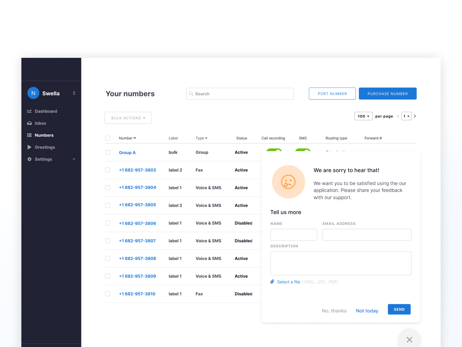 Telecommunications app UX/UI design: copywriting by Brainhub on Dribbble