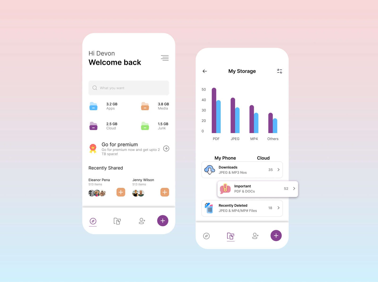 Storage App UI by Qurban Ali on Dribbble