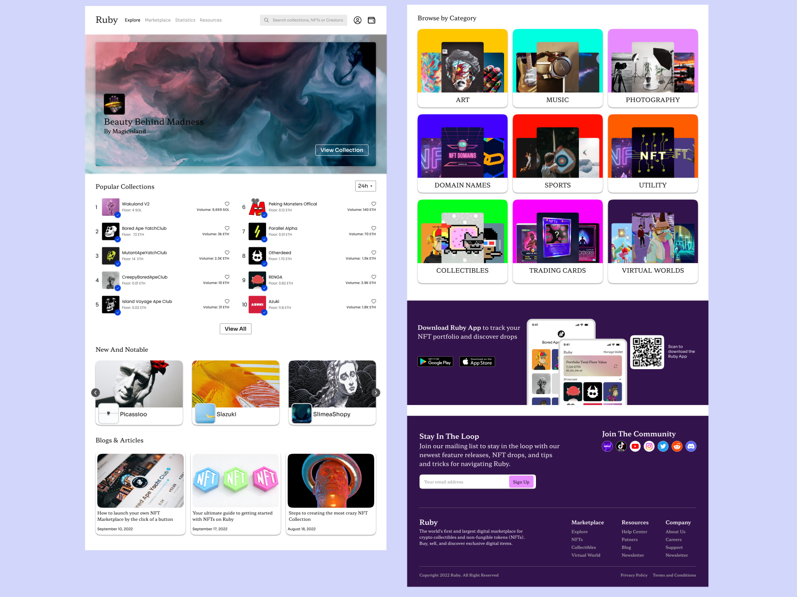 Ruby - NFT Marketplace Landing Page (Light Mode) by Igwe Chidera on Dribbble