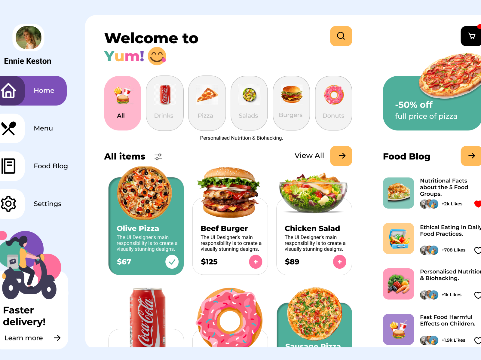 YUM! food delivery service - Landing page by Ennie Keston on Dribbble