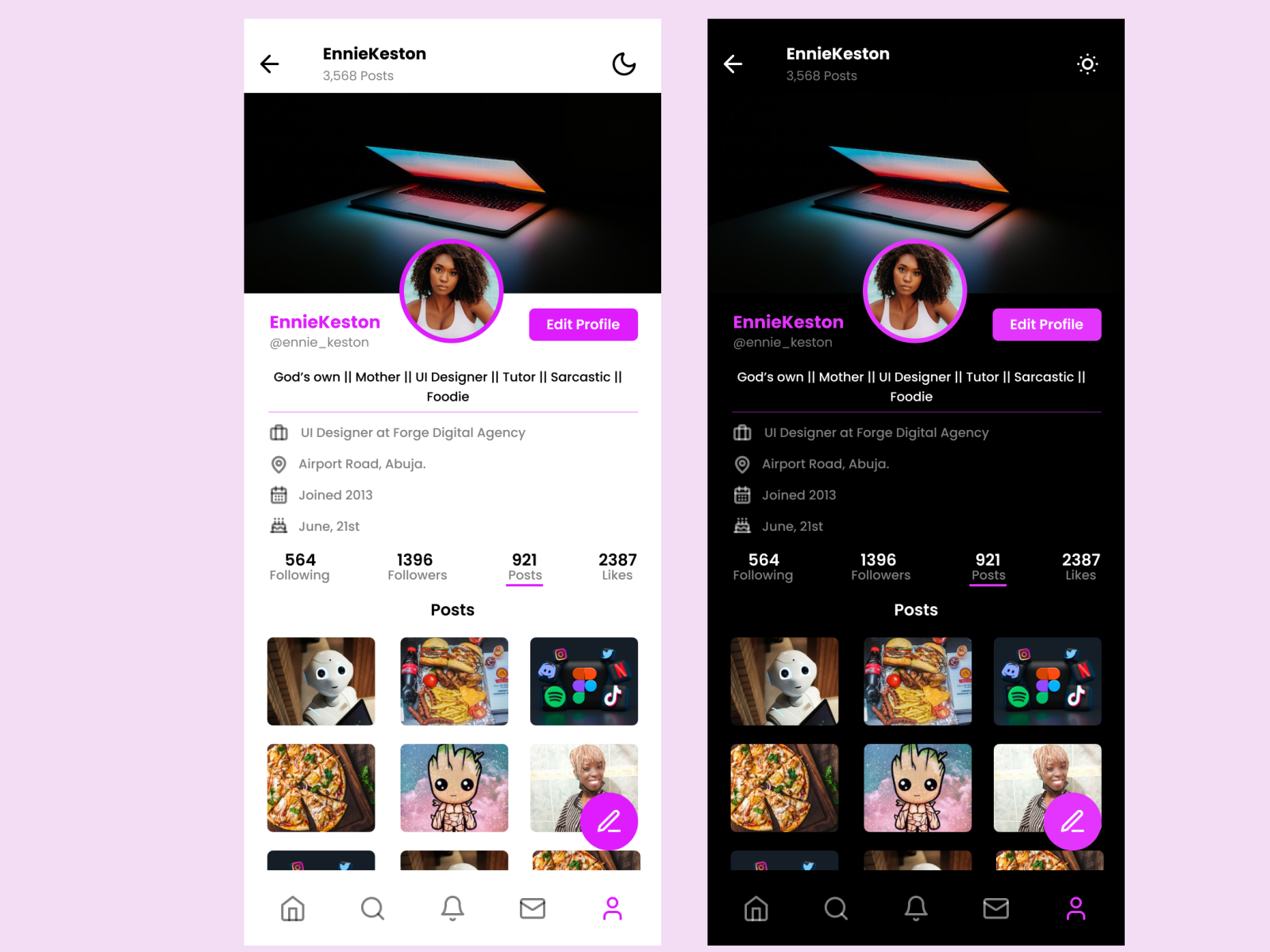Daily UI Challenge 6/ User Profile by Ennie Keston on Dribbble