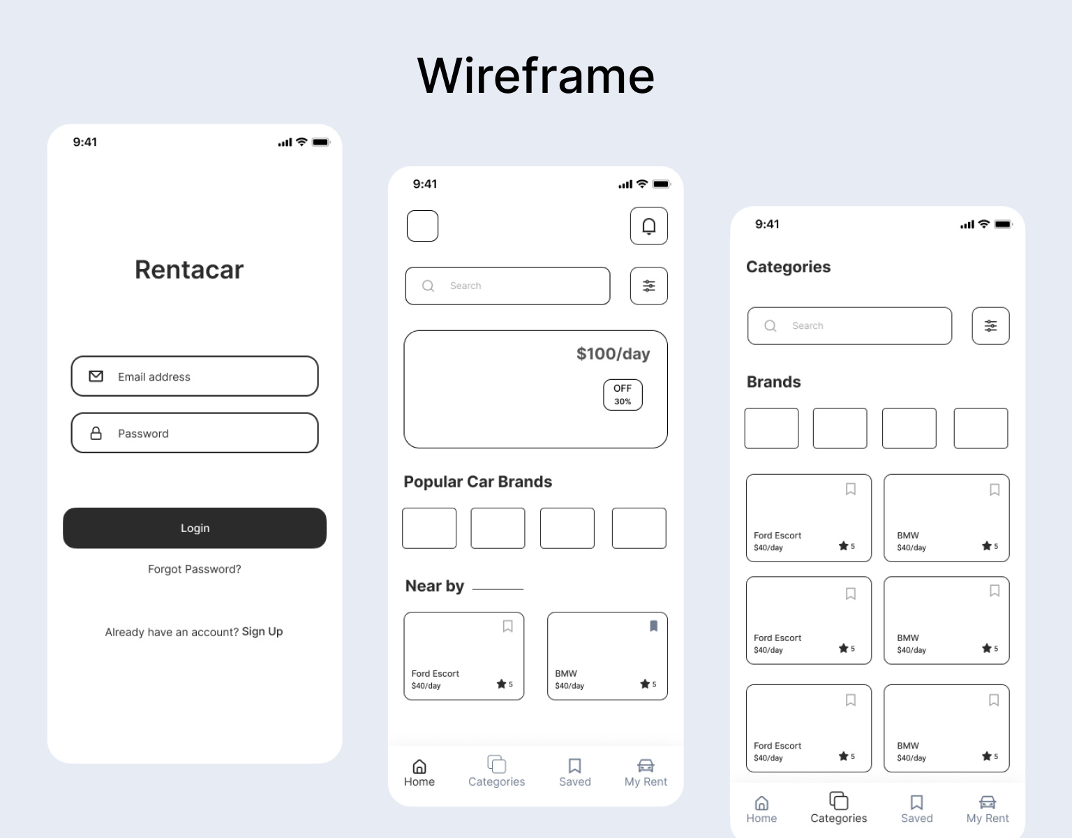 Rent a Car App (wireframe) by Nayem Mir on Dribbble