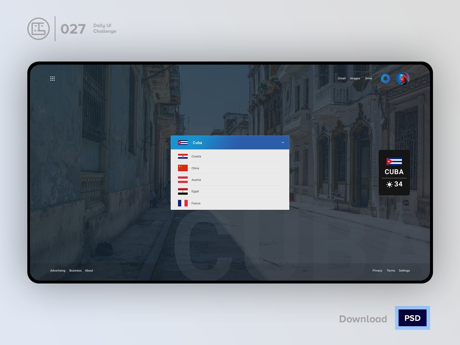Dropdown / Country list | Daily UI challenge - Day 027/100 by George ...