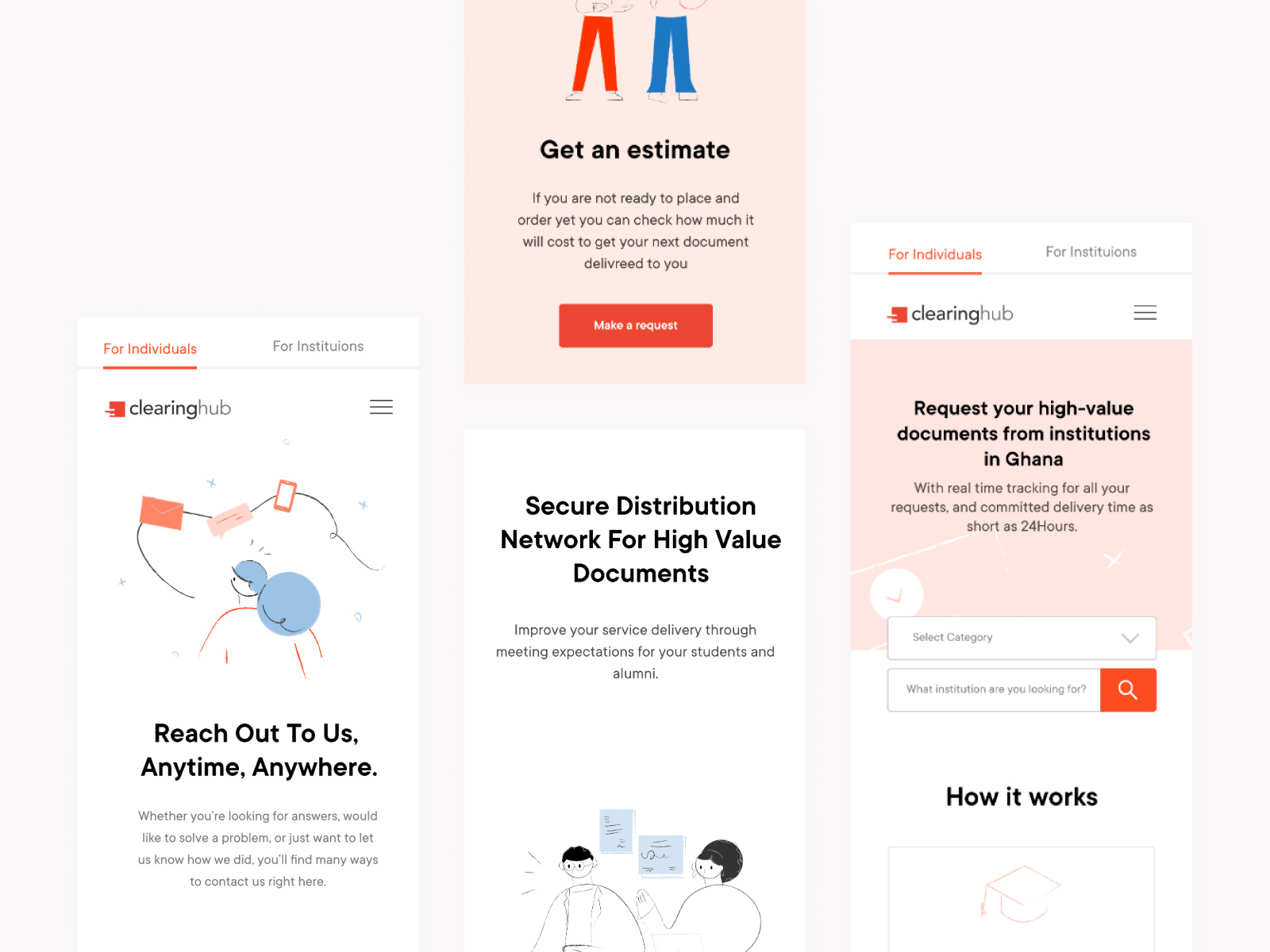 Clearing Hub Website Mobile Screens by Eldad Nutakor on Dribbble
