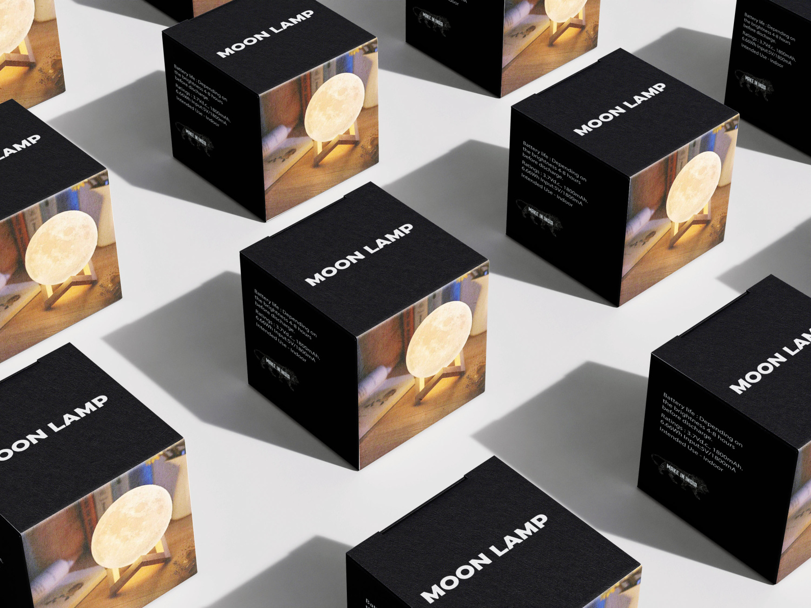 Moon lamp Packaging Box Designing For Tesseract by Jinal Suthar on Dribbble