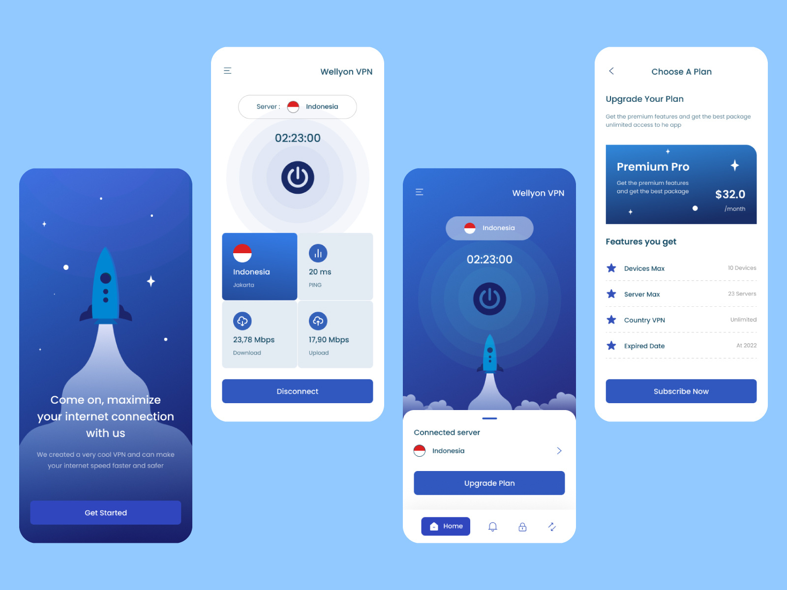 VPN app Interface Design | Mobile App UI Design by Naim Hasan on Dribbble