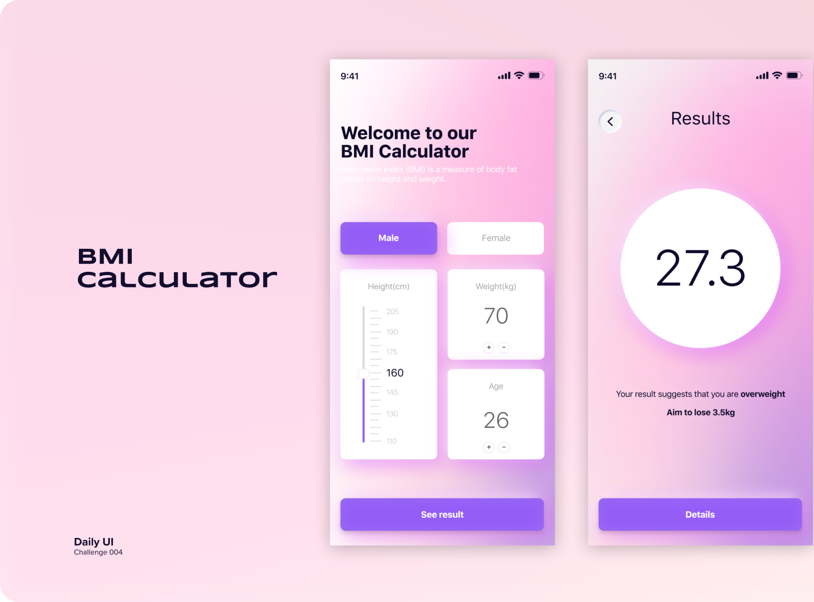 BMI Calculator by Israel Ebiti on Dribbble