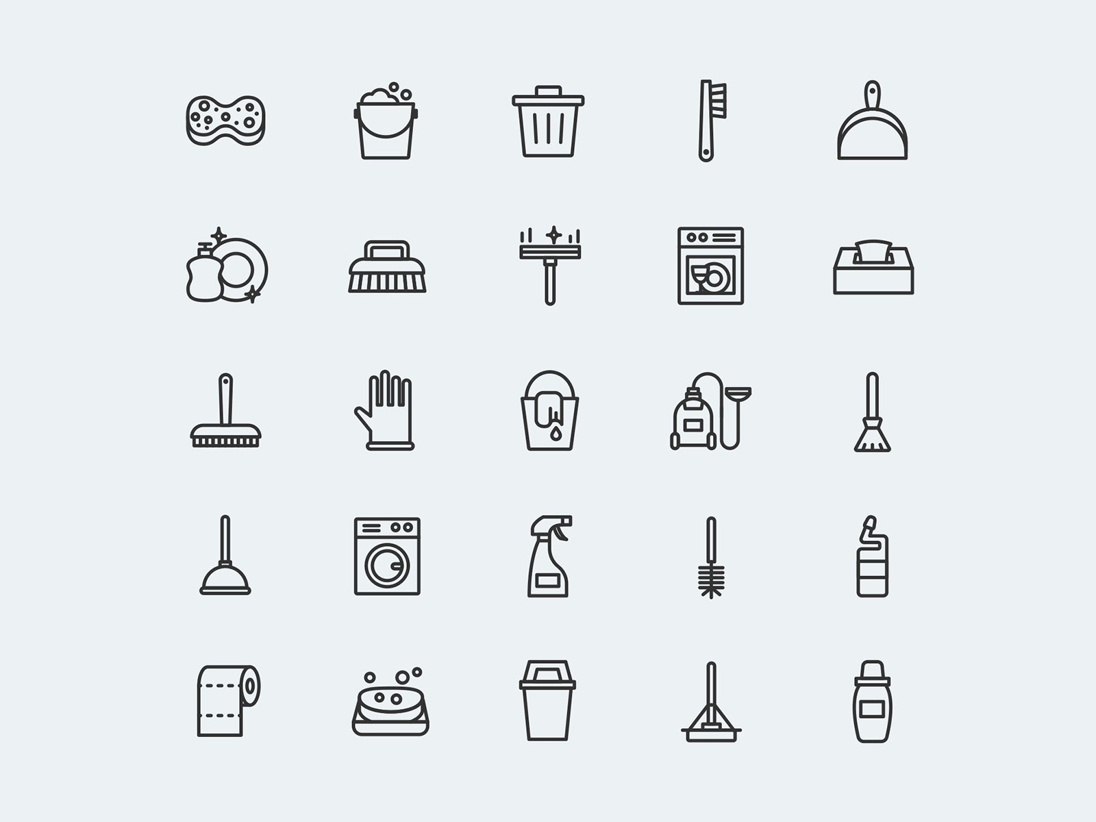 25 Minimal Line Cleaning Icons by Graphic Pear on Dribbble