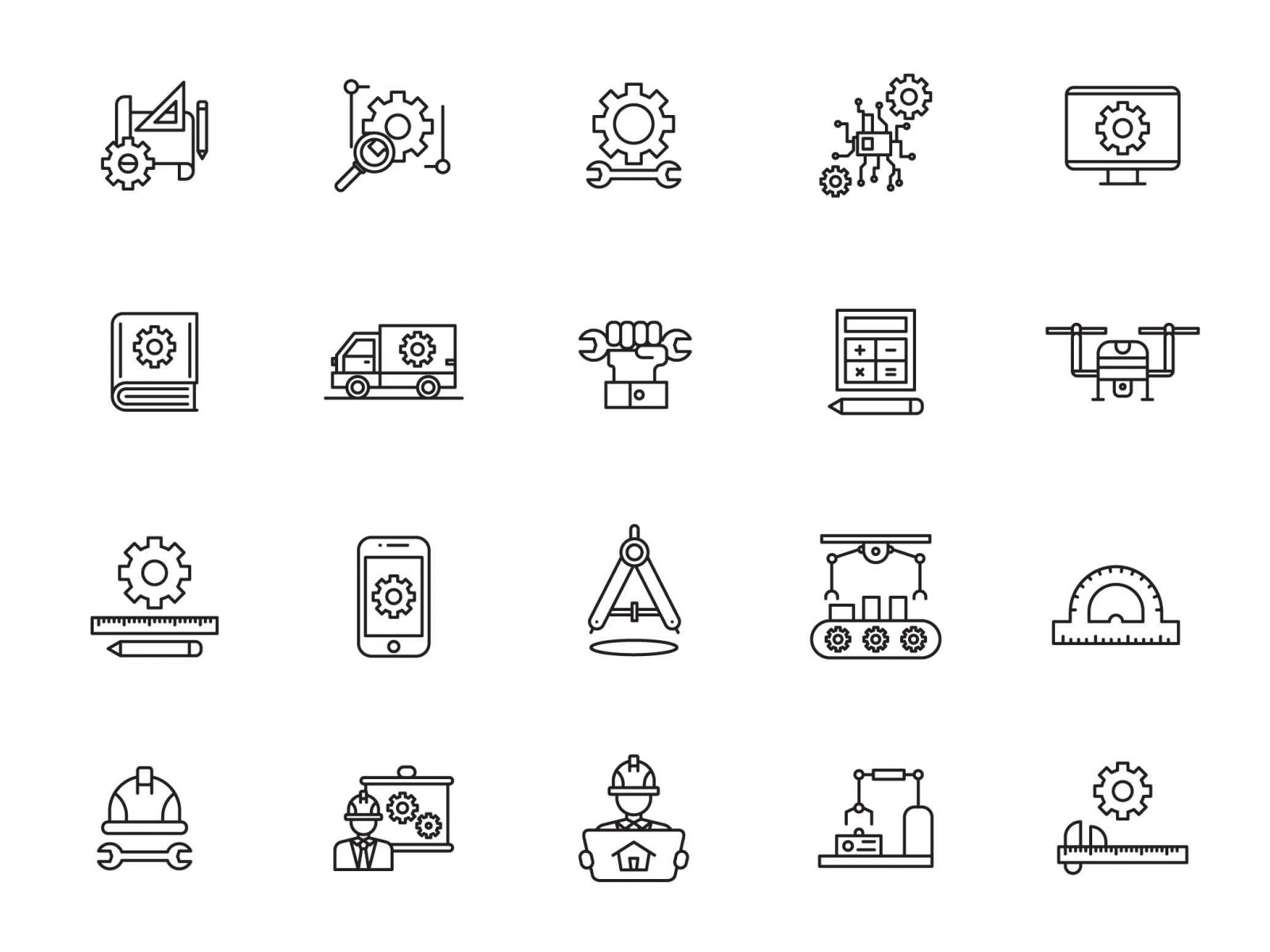 20 Engineering Line Icons by Graphic Pear on Dribbble