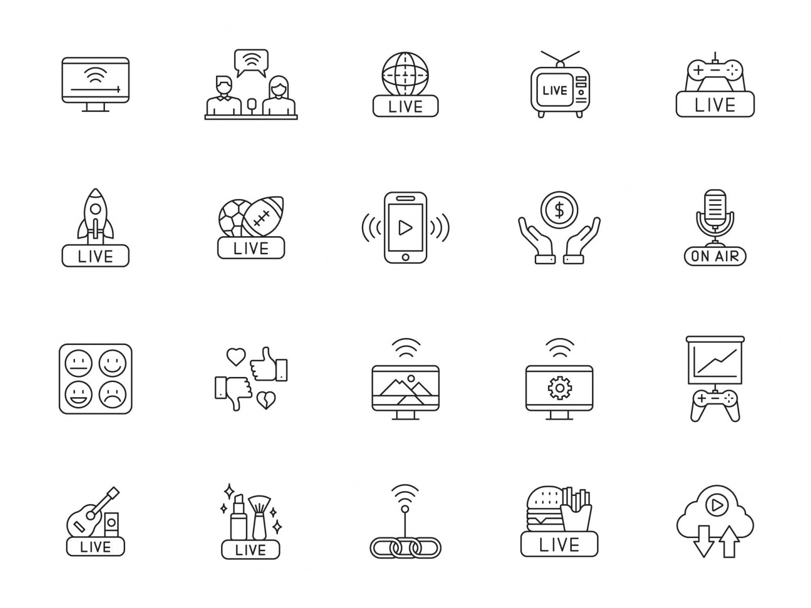 Live Streaming Icons by Graphic Pear on Dribbble