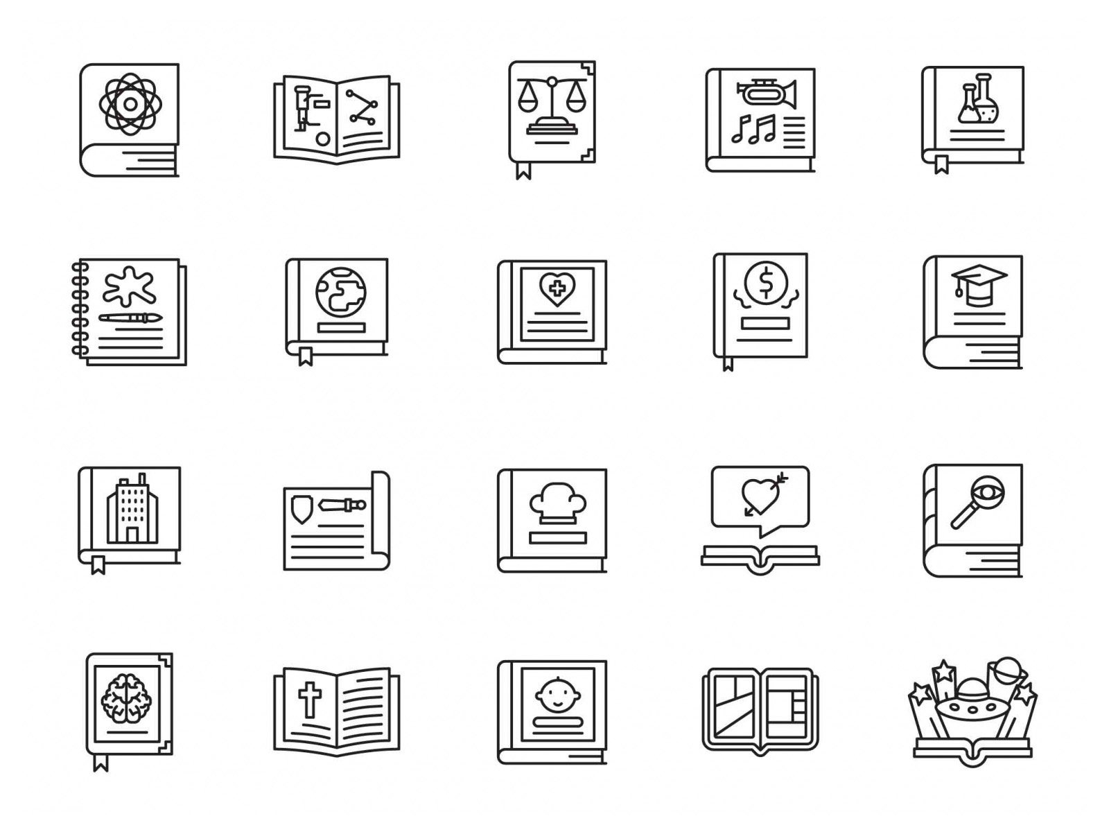 Books Genre Line Icons by Graphic Pear on Dribbble