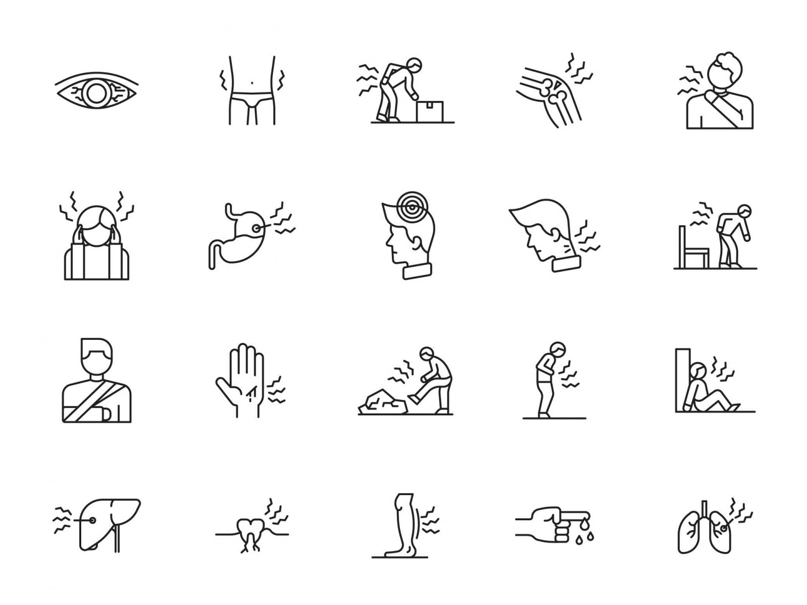 20 Pain Line Icons by Graphic Pear on Dribbble