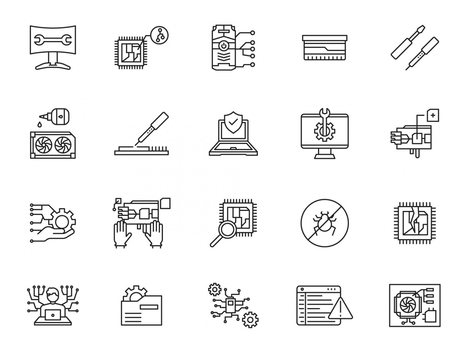 20 Computer Repair Icons by Graphic Pear on Dribbble