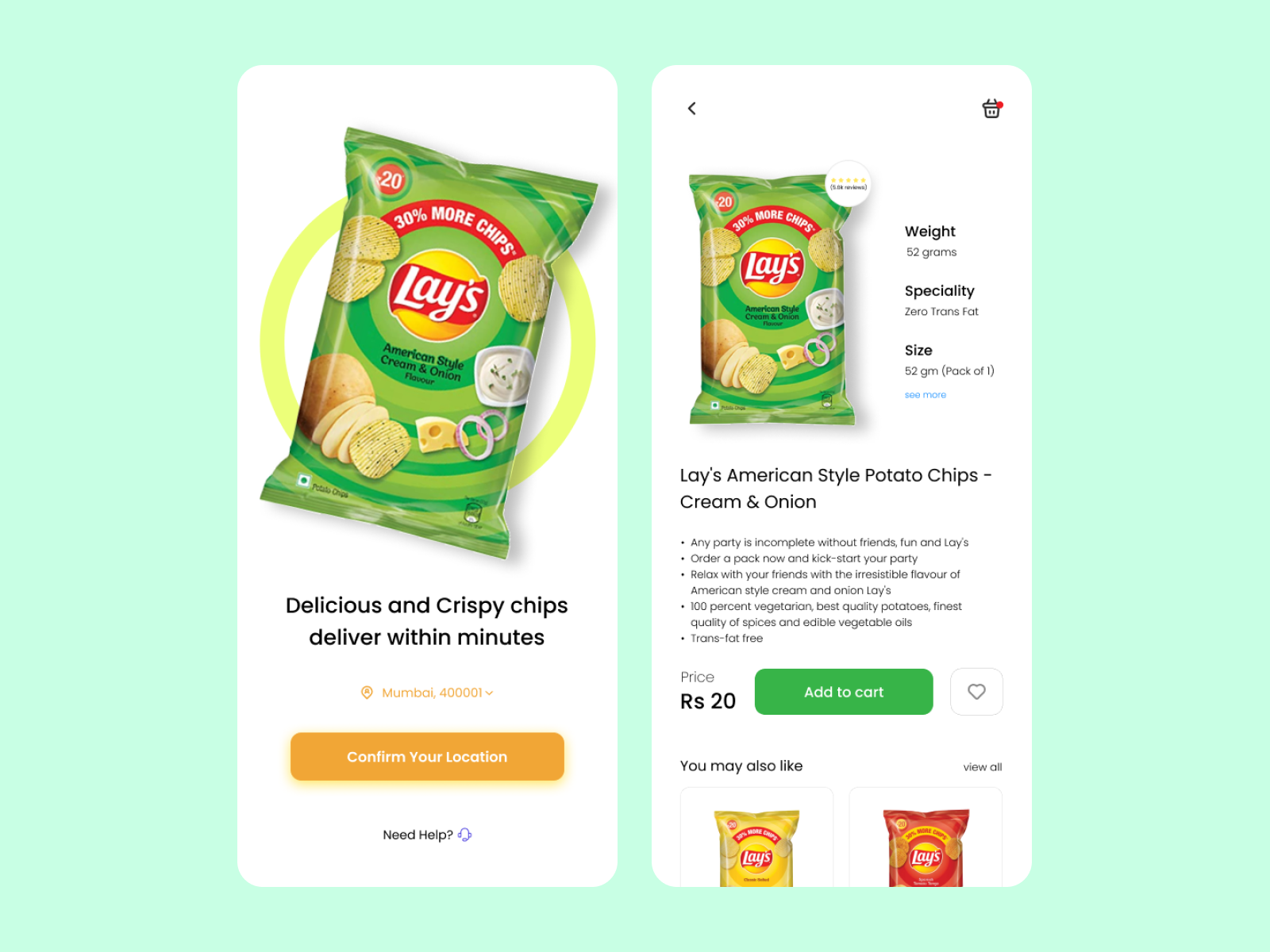 Snacks Ordering App UI by Harshal Mayekar on Dribbble