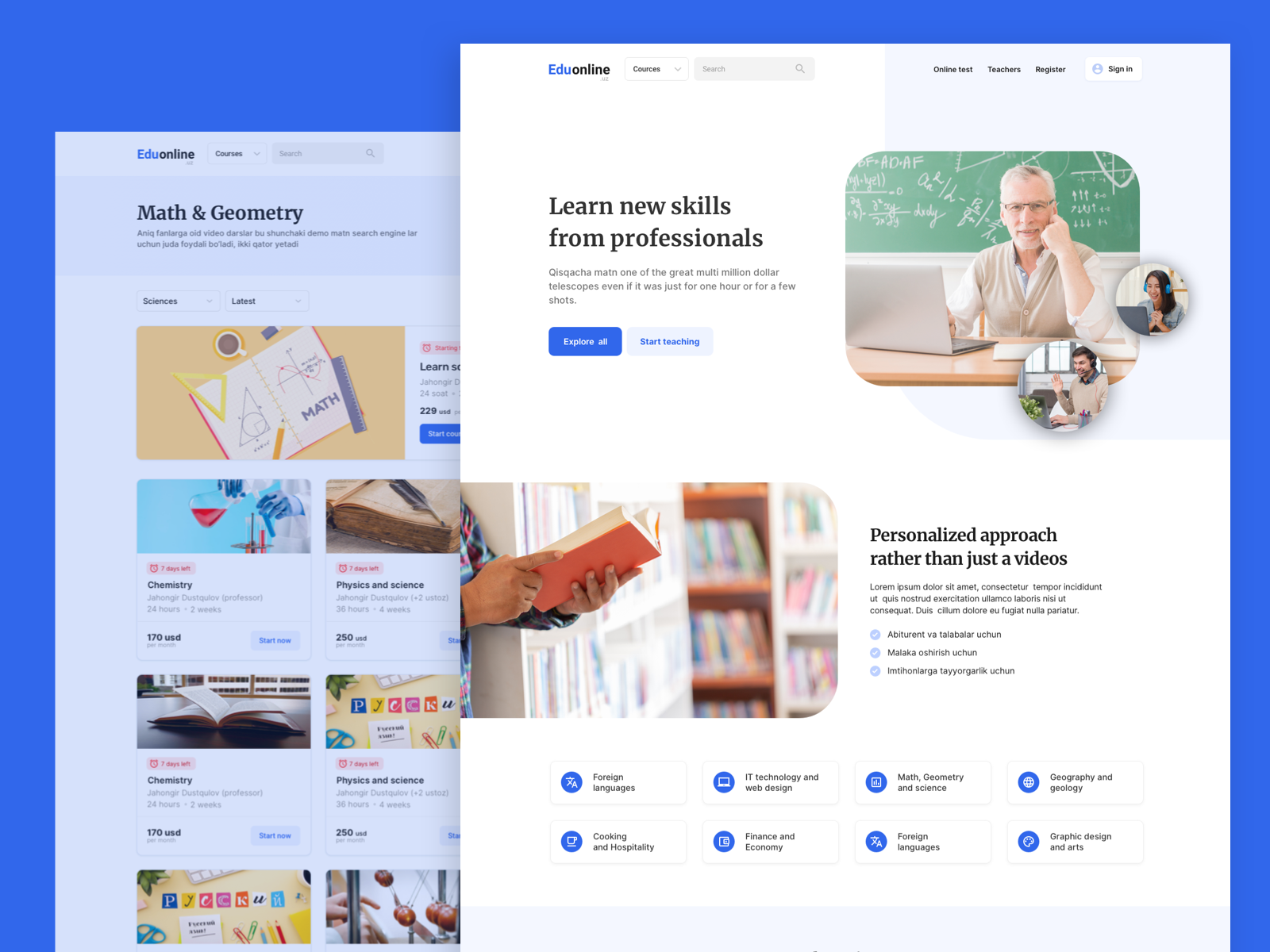 Online courses website design by Vosidiy M on Dribbble